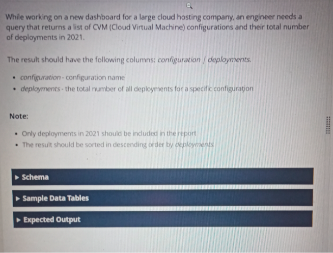 [GET ANSWER] While working on a new dashboard for a large cloud hosting company, an engineer ...
