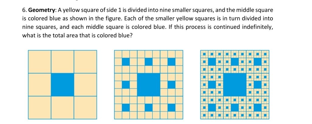 6. Geometry: A yellow square of side 1 is divided into nine smaller ...
