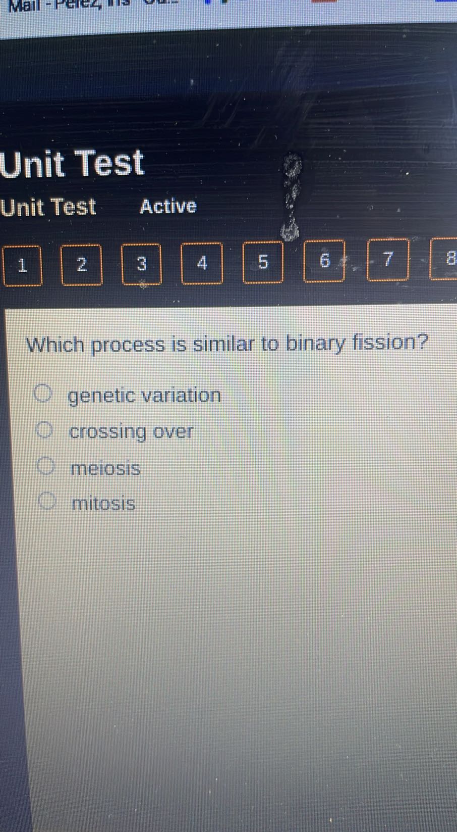 Unit Test Unit Test Active 1 2 3 4 5 6 7 8 Which process is similar to ...