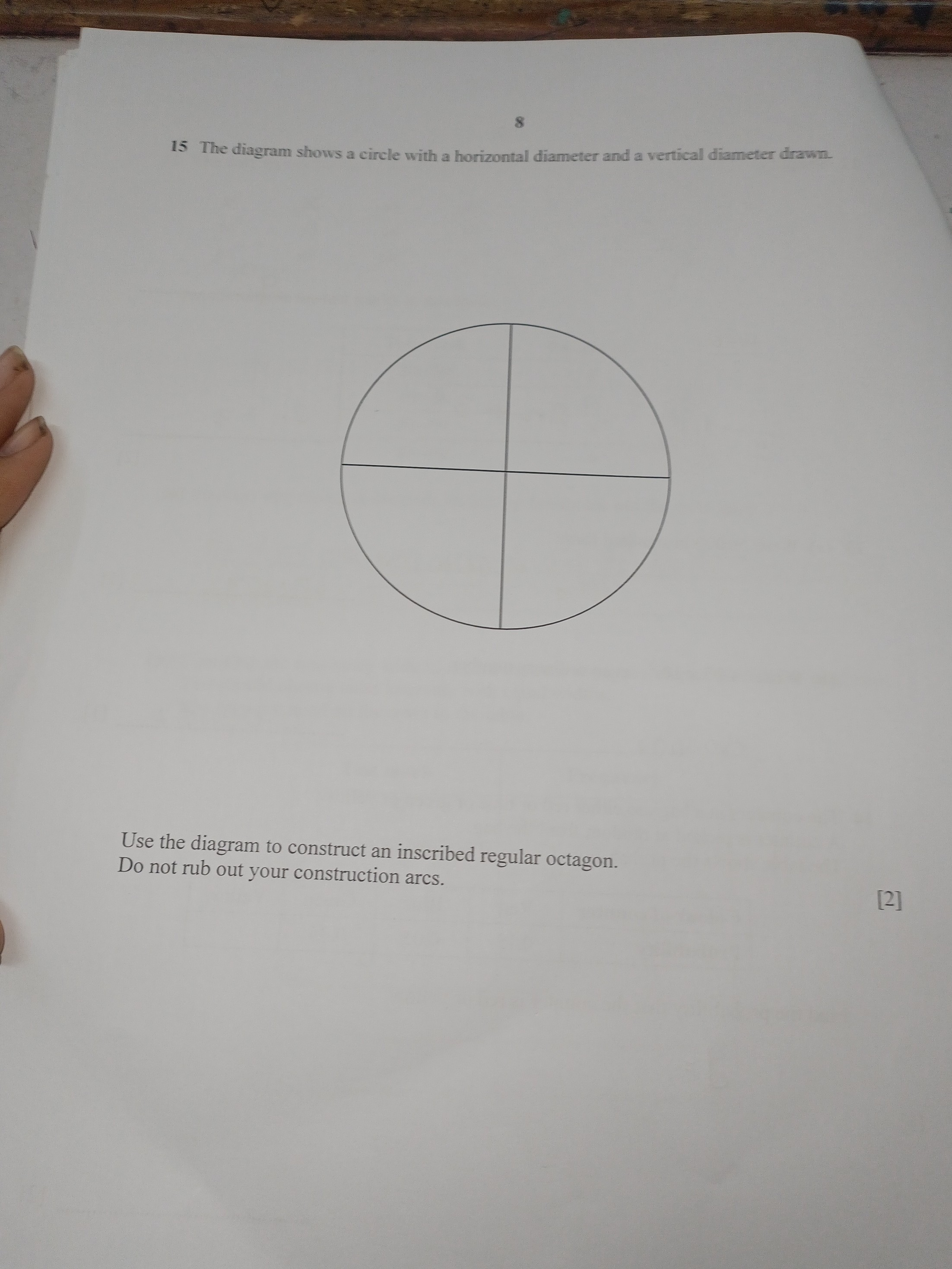 8 15 the diagram shows a circle with a horizontal diameter and a ...