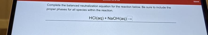 Brame Complete the balanced neutralization equation for the reaction ...