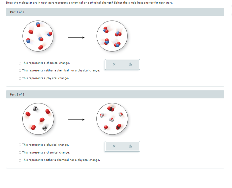 Does the molecular art in each part represent a chemical or a physical ...