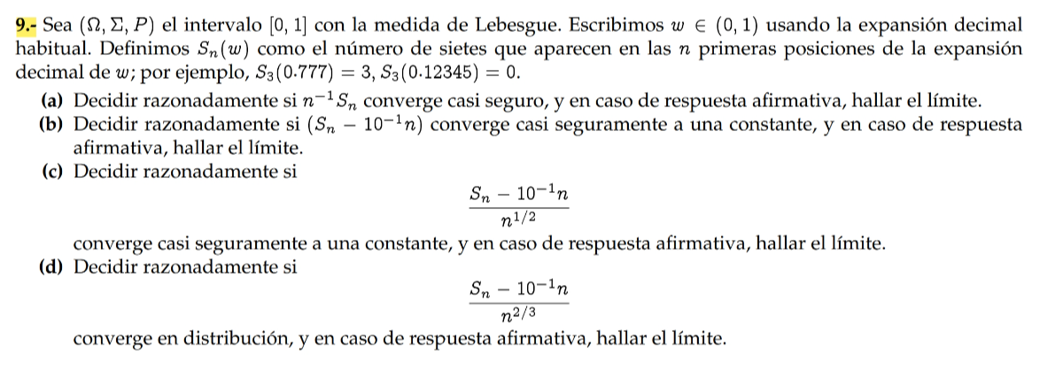 9 sea omega sigma p el intervalo 01 con la medida de lebesgue ...