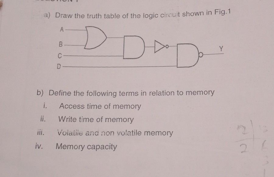 A) Draw the truth table of the logic circuit shown in Fig....