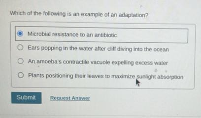 Which of the following is an example of an adaptation? Microbial ...