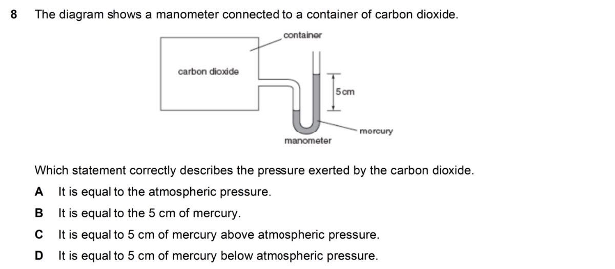 8 The diagram shows a manometer connected to a container of carbon ... 8 The diagram shows a manometer connected to a container of carbon ...