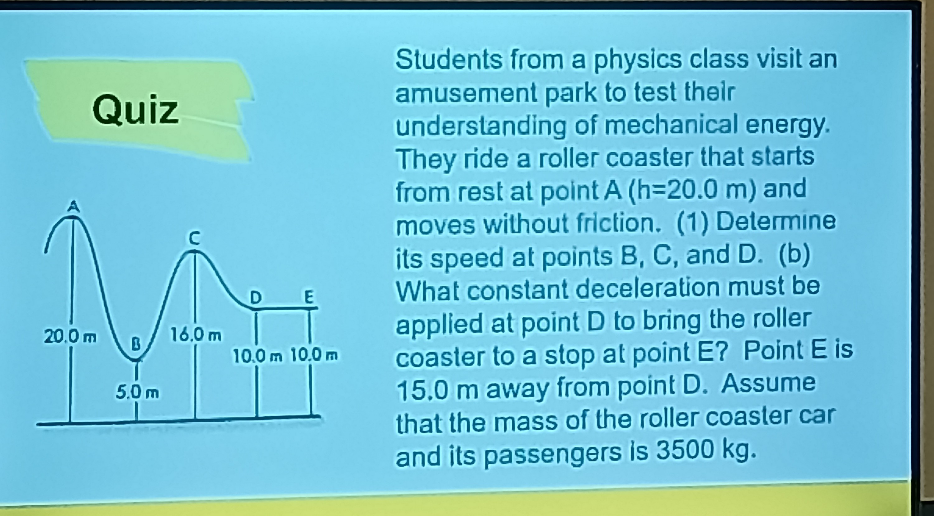 students from a physics class visit an amusement park to test their ...