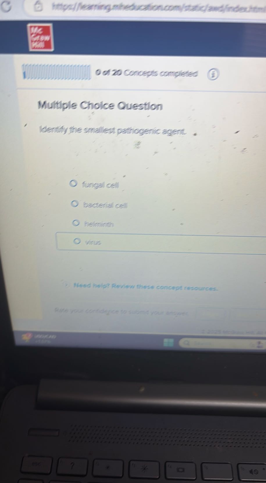 hetos//learningmheducationcom/static/awd/indeultm 1 / 4 H.W 0 of 20 concepts completed (1 ...