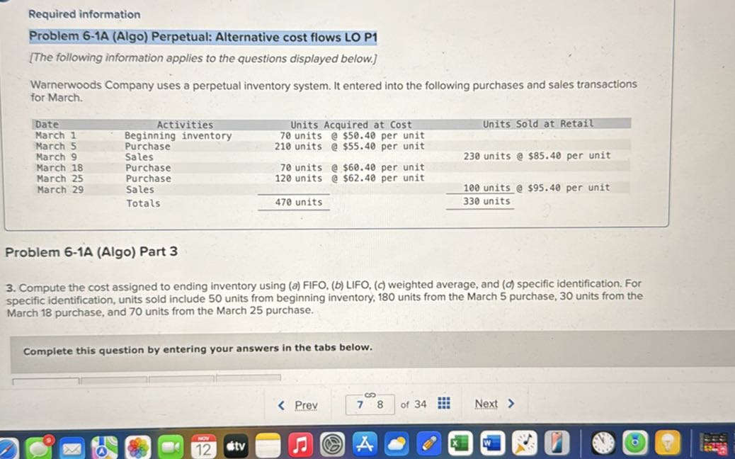 required information problem 6 1a algo perpetual alternative cost flows lo p1 the following ...