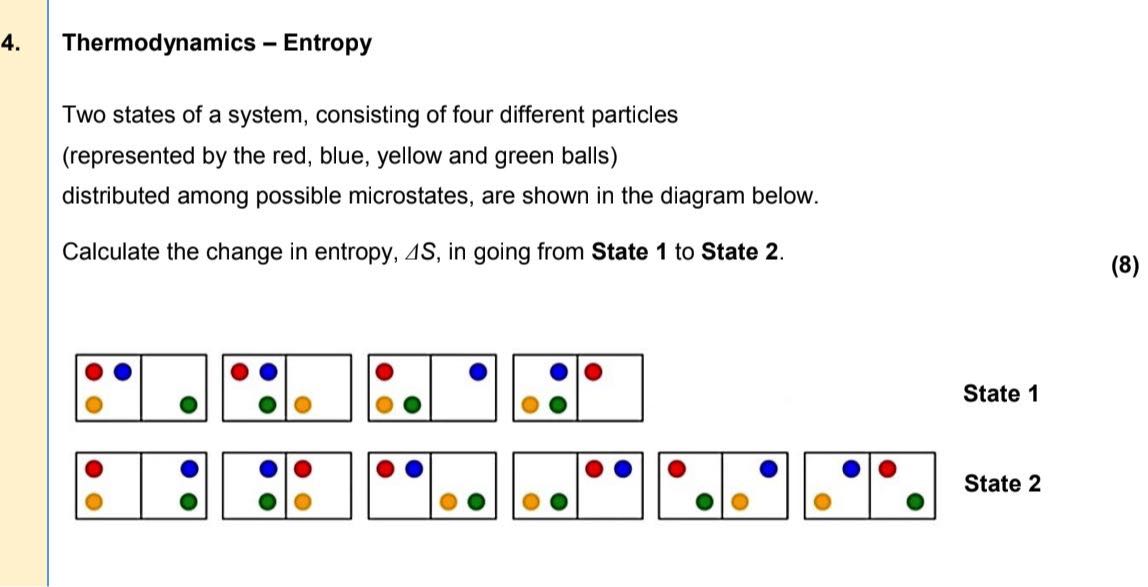 4. Thermodynamics - Entropy Two states of a system, consisting of four ...