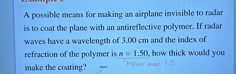 A possible means for making an airplane invisible to radar is to coat ...