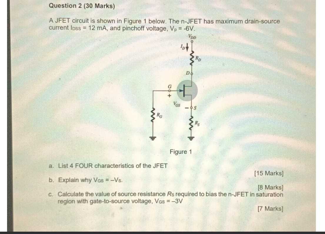 Question 2 (30 Marks) A JFET circuit is shown in Figure 1 below. The n ...
