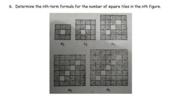 6. Determine the nth-term formula for the number of square tiles in the ...