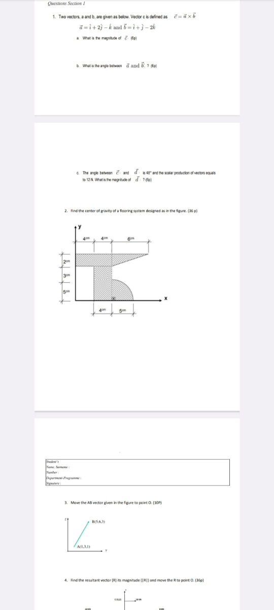 Solved Questions Section I 1 Two Vectors A And B Are Given As Below