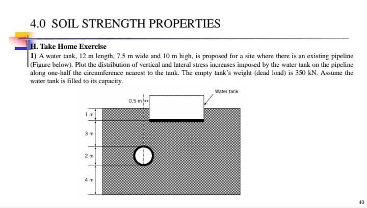 4.0 SOIL STRENGTH PROPERTIES H. Take Home Exercise 1) A water tank, 12 ...