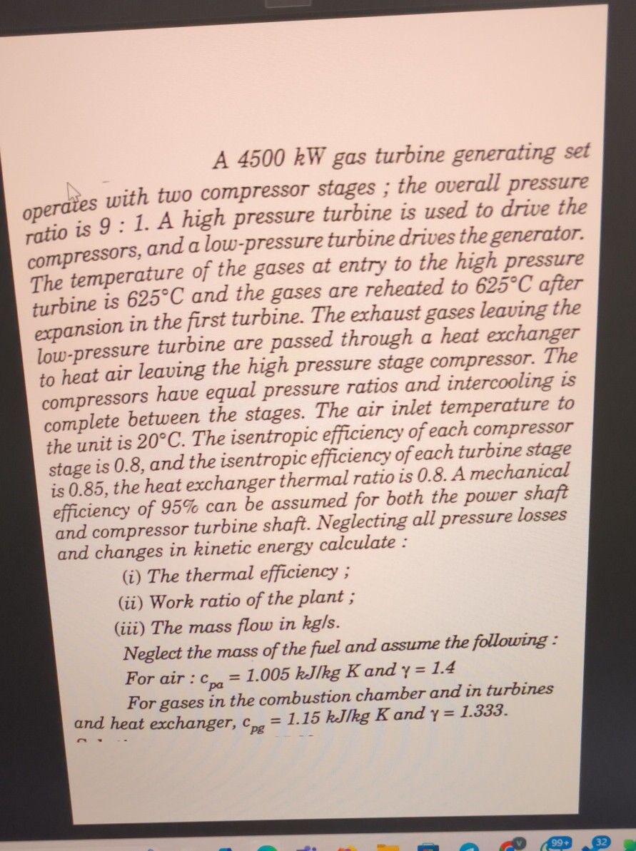 A 4500 kW gas turbine generating set operaies with two compressor ...