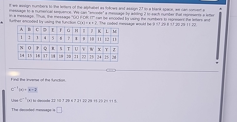 If we assign numbers to the letters of the alphabet as follows and ...