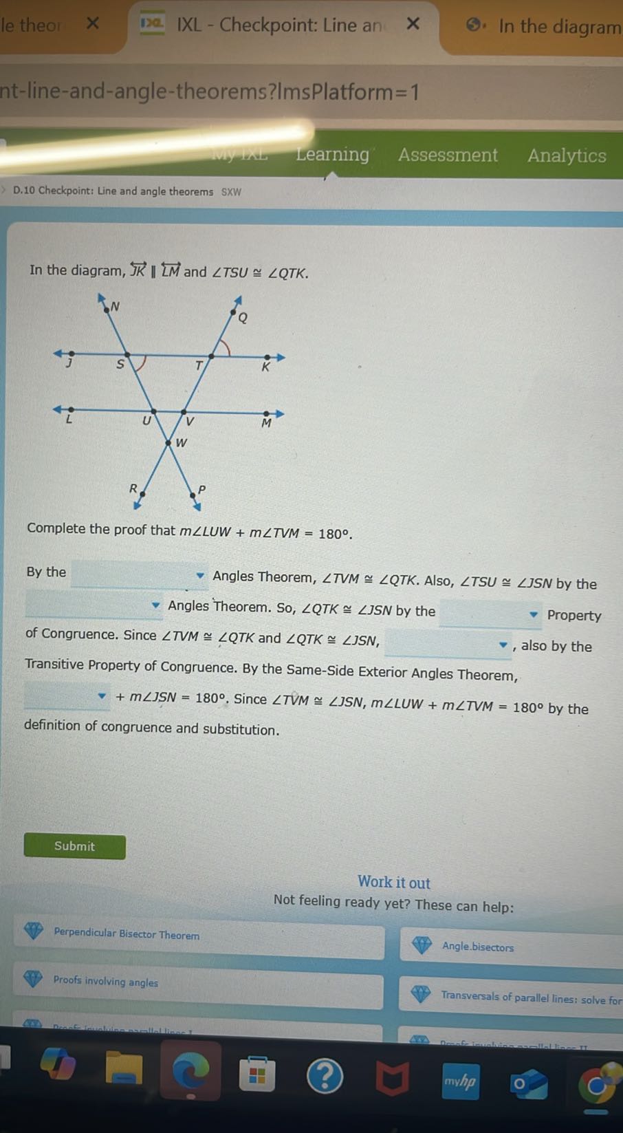 le theor IDe. IXL - Checkpoint: Line an 6. In the diagram nt-line-and ...