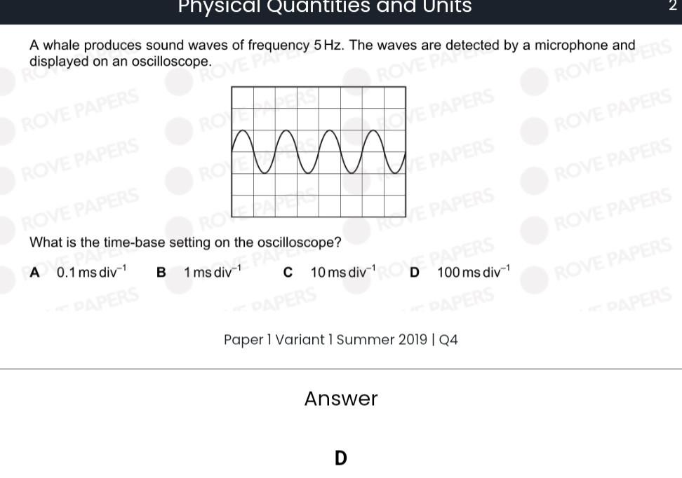 Physical Quadntities and units A whale produces sound waves of ...