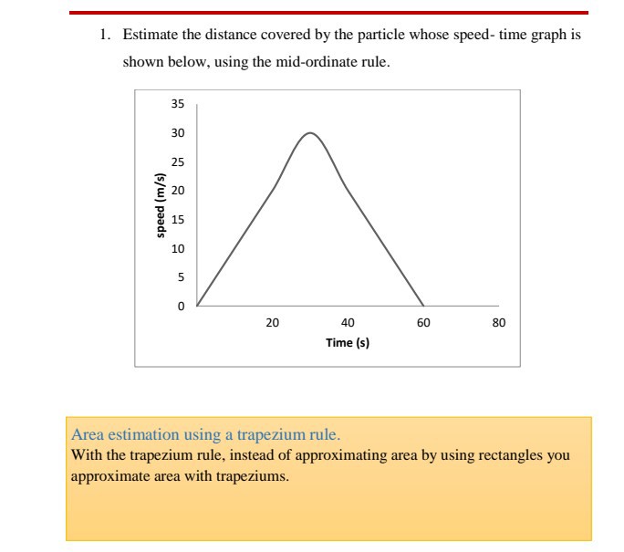 1 estimate the distance covered by the particle whose speed time graph ... 1 estimate the distance covered by the particle whose speed time graph ...