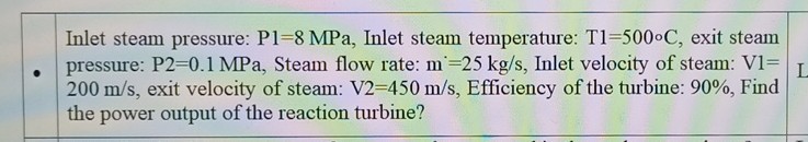 inlet steam pressure mathrmpl8 mathrmmpa inlet steam temperature ...