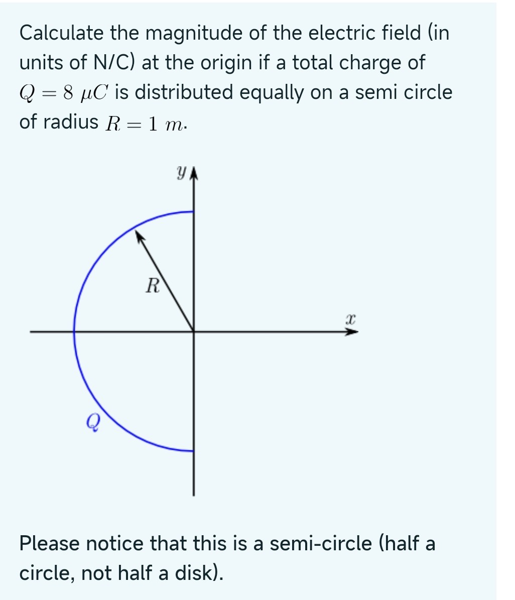 calculate the magnitude of the electric field in units of nc at the ...