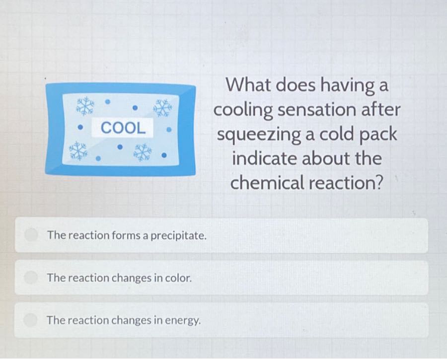 what does having a cooling sensation after squeezing a cold pack ...