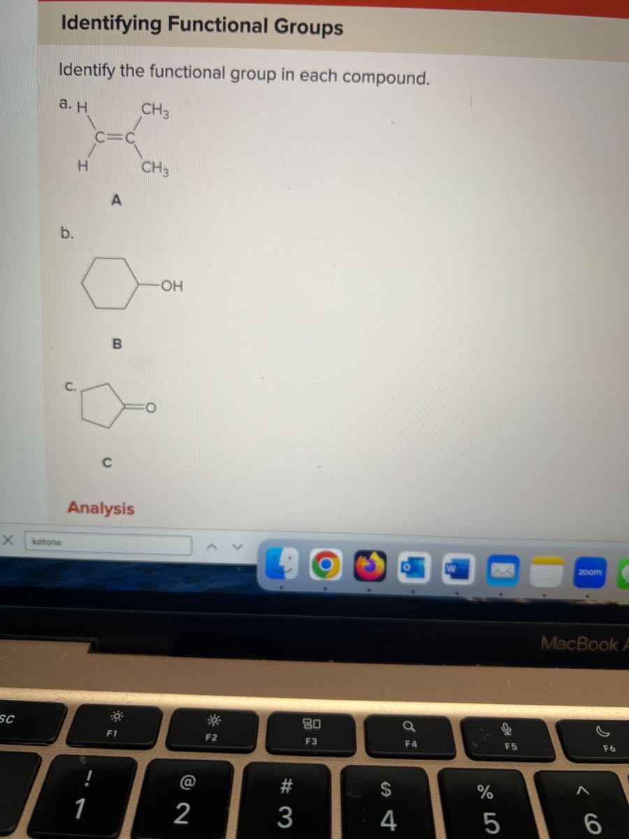 identifying functional groups identify the functional group in each compound a a b b c c analysis