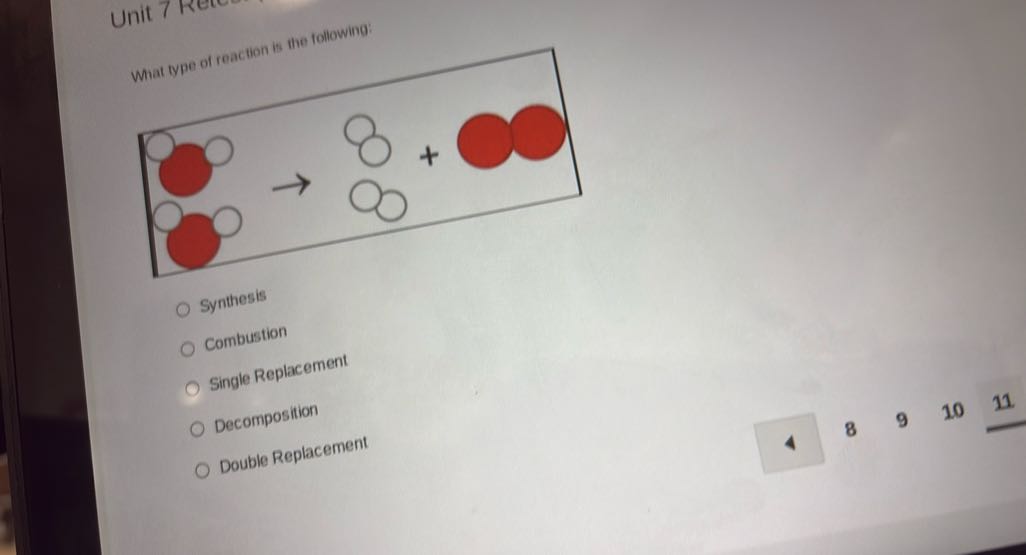 What type of reaction is the following: Synthesis Combustion Single ...