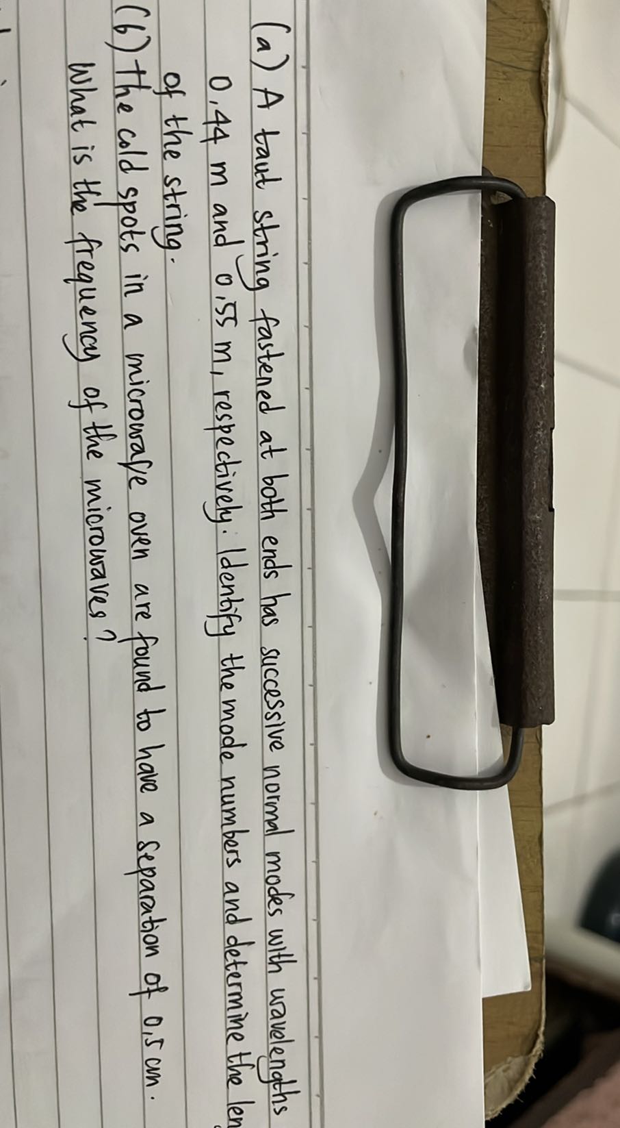 (a) A taut string fastened at both ends has successive normal modes ...