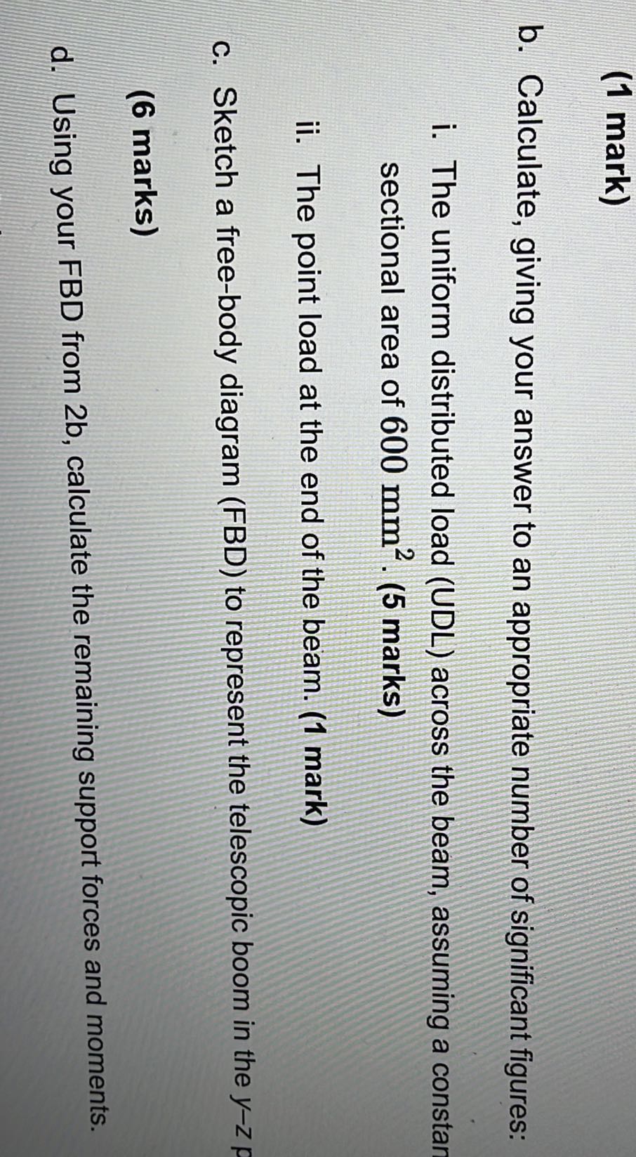 (1 mark) b. Calculate, giving your answer to an appropriate number of ...