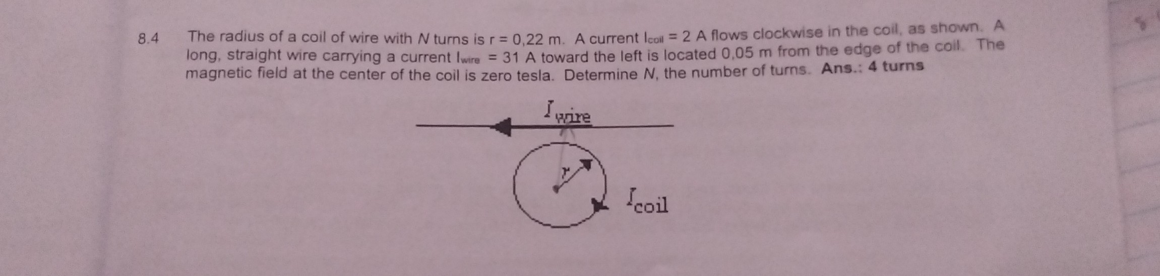 84 the radius of a coil of wire with n turns is r022 mathrmm a current ...