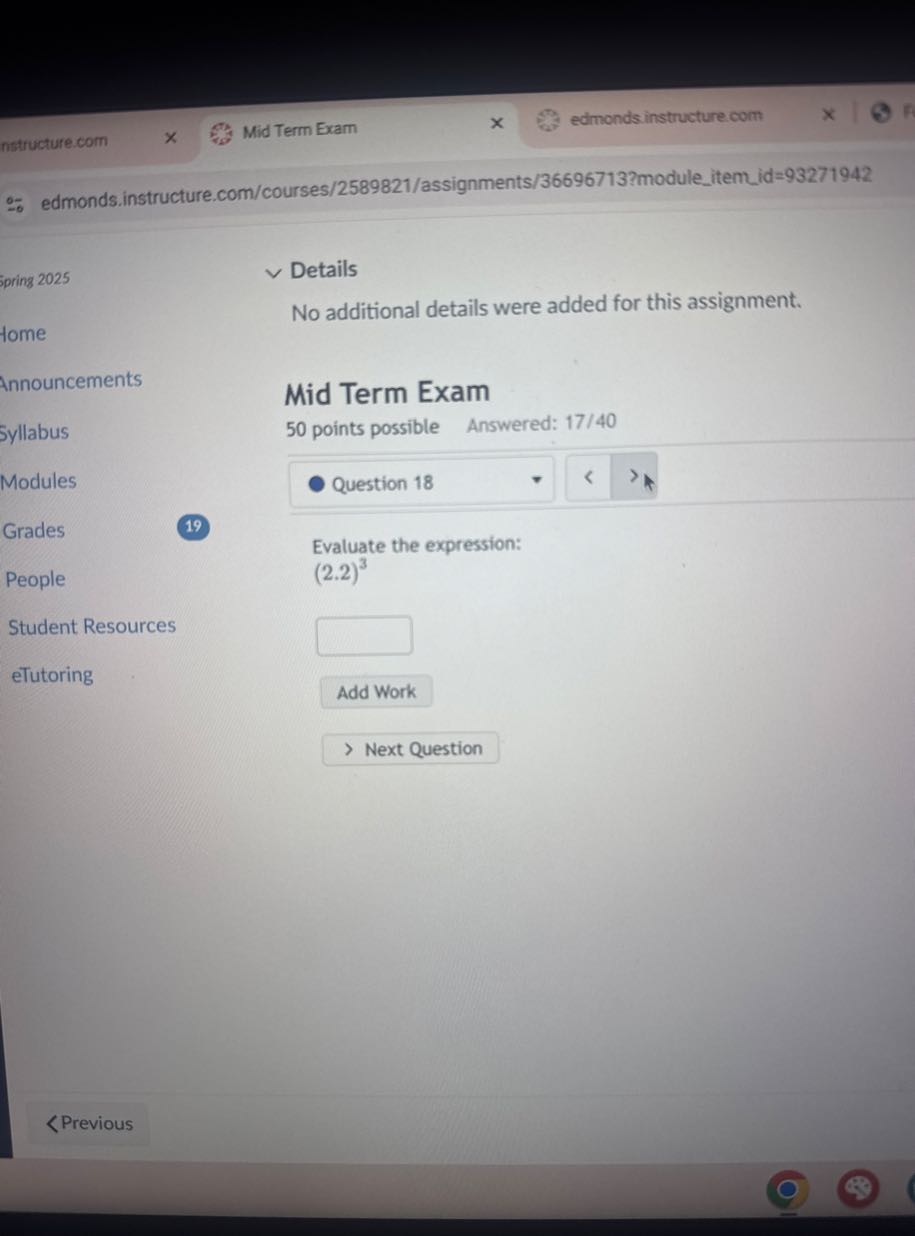 nstructure .com Mid Term Exam edmonds instructure com % edmonds ...