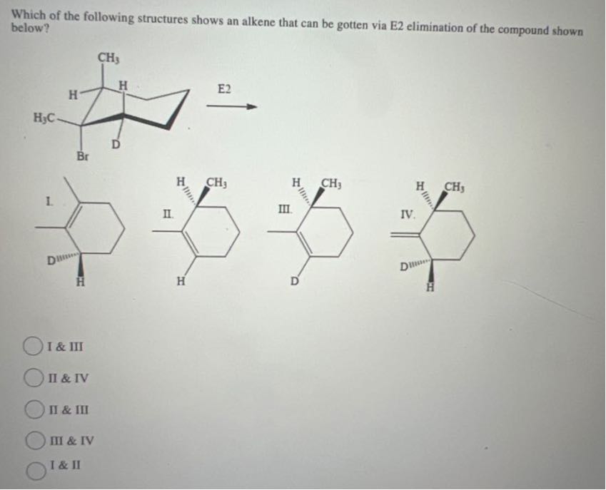 Which of the following structures shows an alkene that can be gotten ...