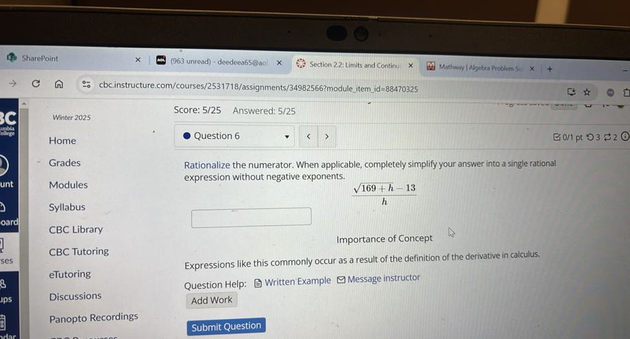 [GET ANSWER] SharePoint ?963 unread??deedeea65?aol Section 2?2?Limits and Continu Mathway ...