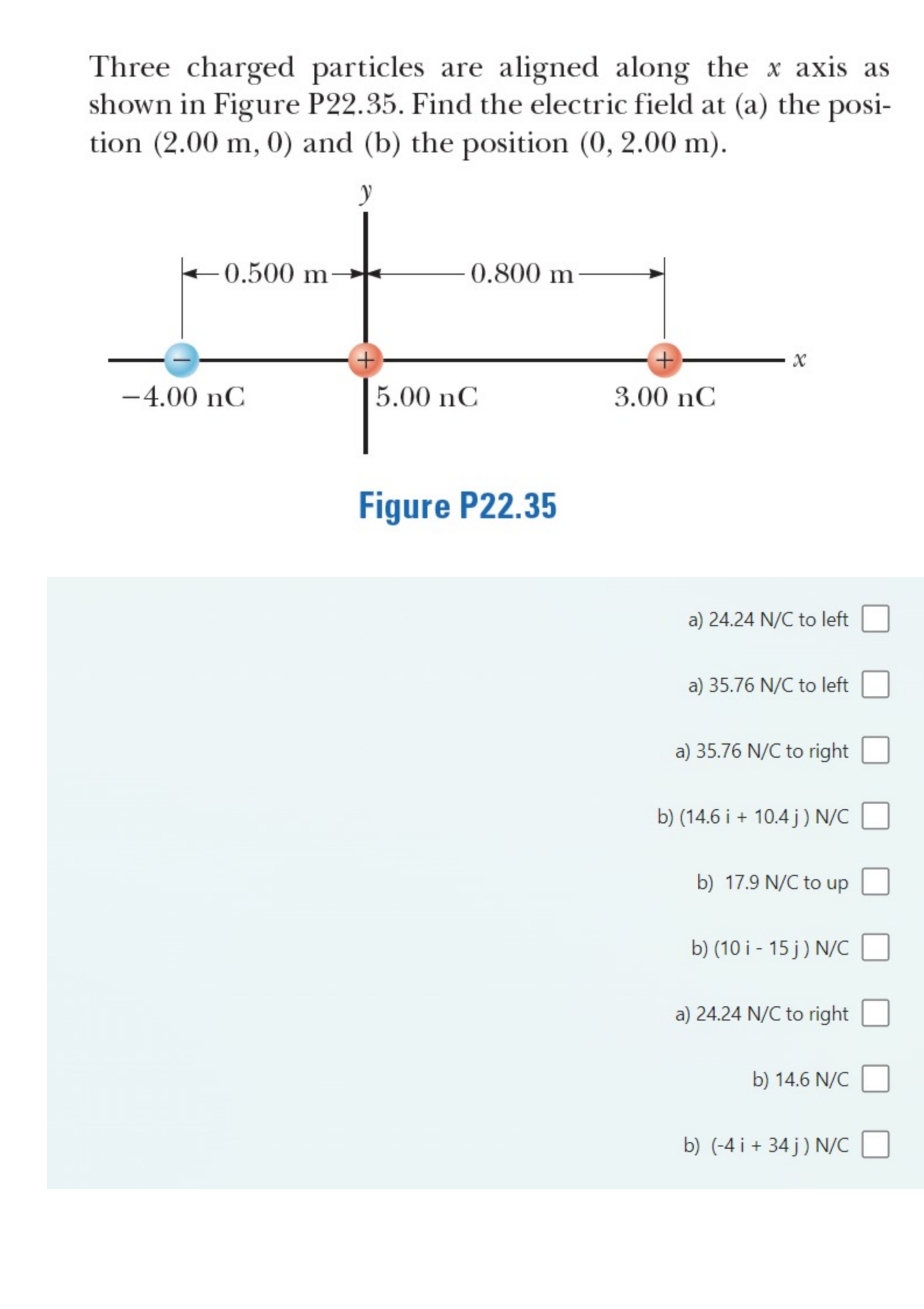 Three charged particles are aligned along the x axis as shown in Figure ...