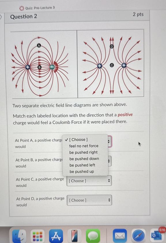 Quiz: Pre-Lecture 3 Question 2 2 pts Two separate electric field line ...