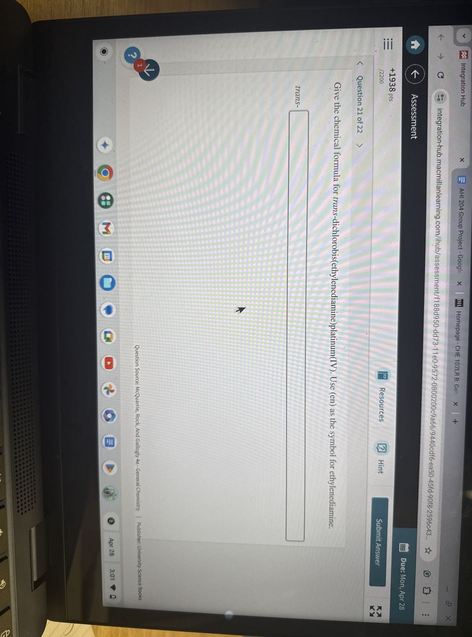 Integration Hub AHI 204 Group Project - Google Homepage - CHE 102LR B; Gen integration-hub ...