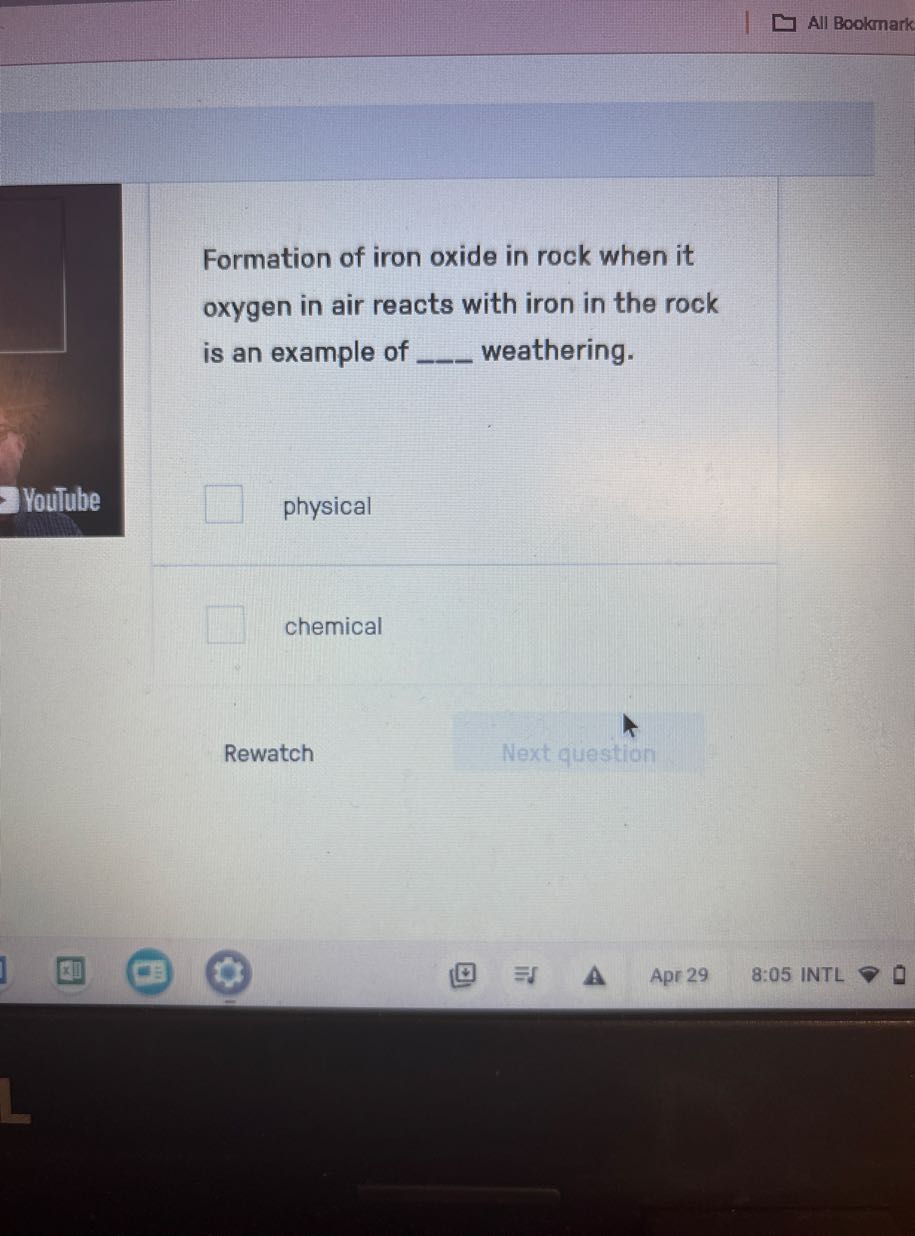 All Bookmark Formation of iron oxide in rock when it oxygen in air ...