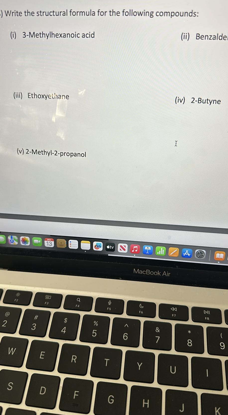 Write the structural formula for the following compounds: (i) 3 ...