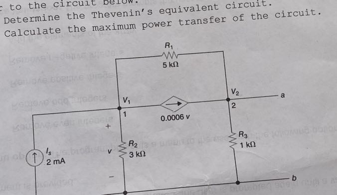 [GET ANSWER] fo the circuit below. Determine the Thevenin's equivalent circuit. calculate the ...