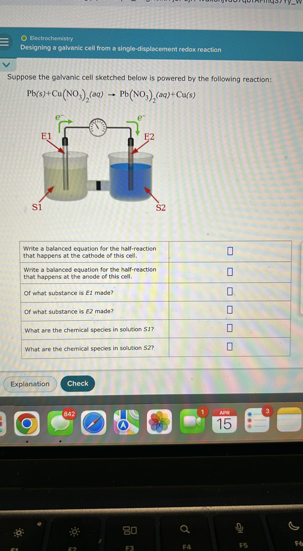 Electrochemistry Designing a galvanic cell from a single-displacement ...