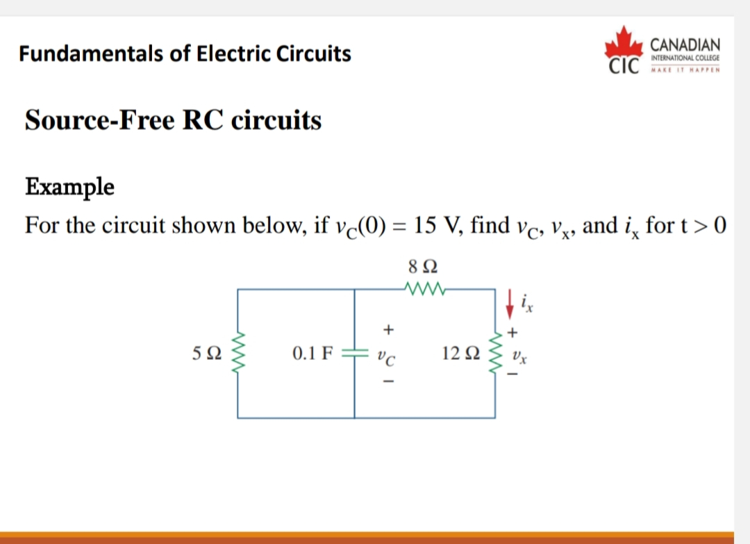 SOLVED: Fundamentals of Electric Circuits CANADIAN CIC INTERNational ...