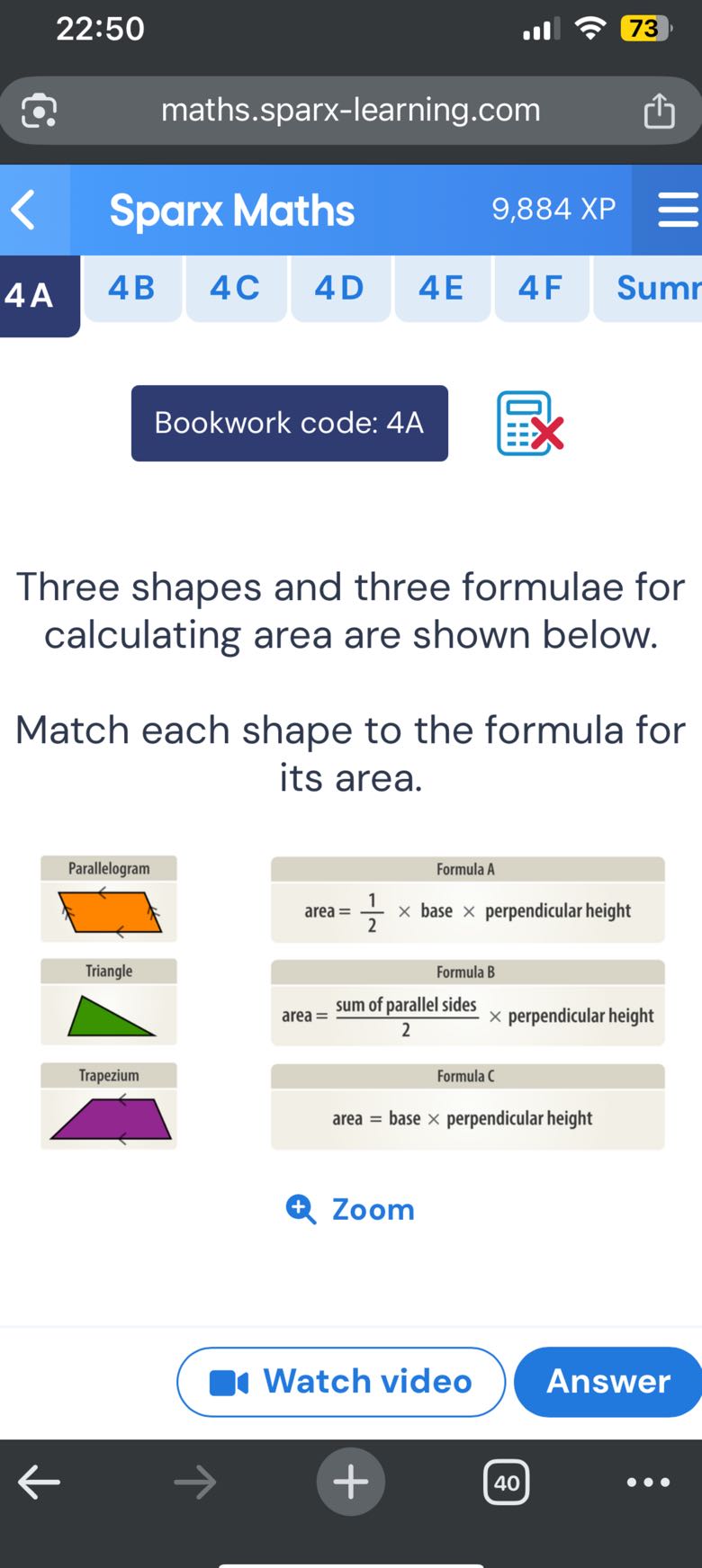 22:50 73 maths.sparx-learning.com Sparx Maths 9,884 XP 4 A 4B 4 C 4D 4E ...