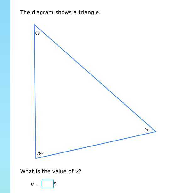 the diagram shows a triangle what is the value of v vsquare