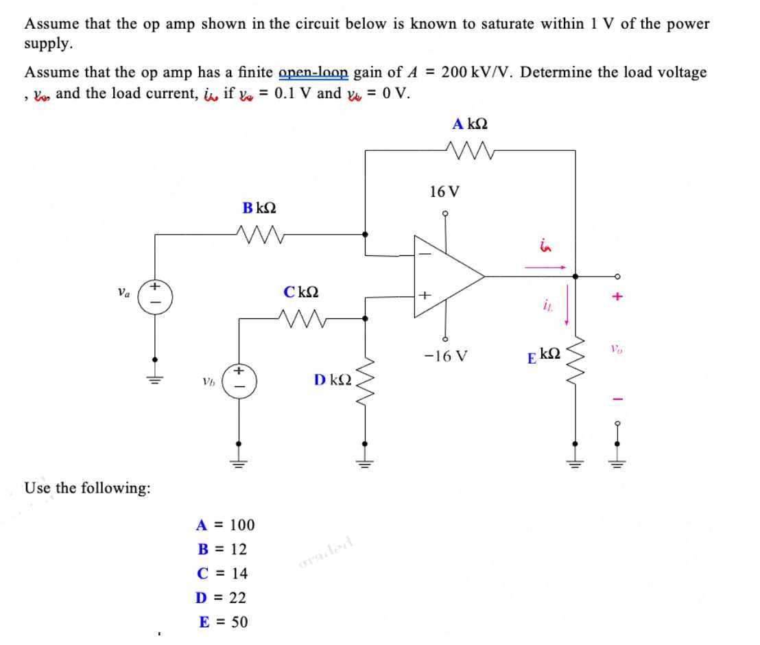 Assume that the op amp shown in the circuit below is known to saturate within 1 V of the power ...