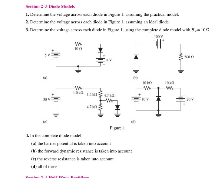 Section 2-3 Diode Models 1. Determine the voltage across each diode in ...