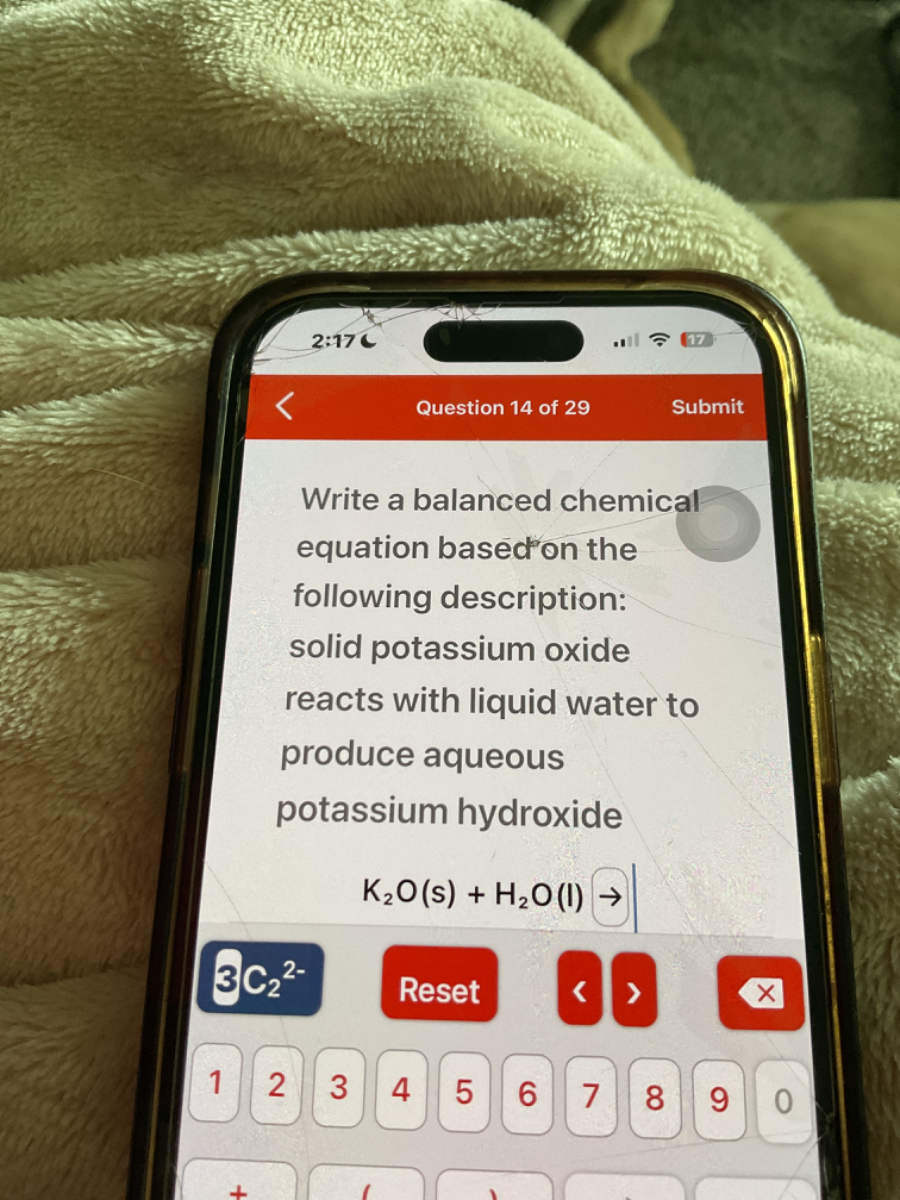 Question 14 of 29 Submit Write a balanced chemical equation based'on ...