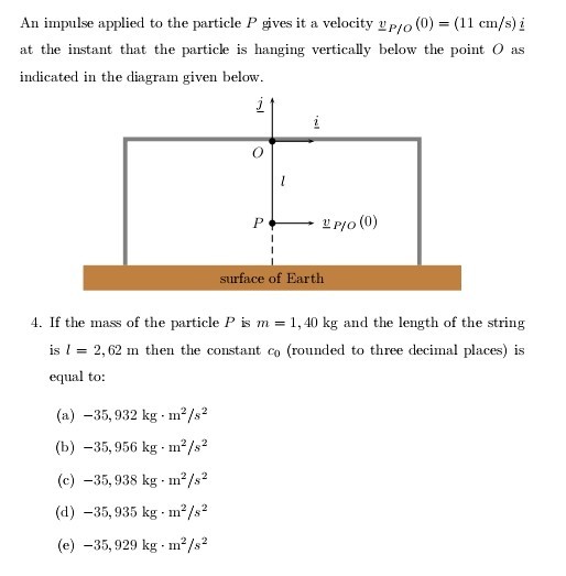 An impulse applied to the particle P gives it a velocity vP / O(0)=(11 cm / s) i at the instant ...