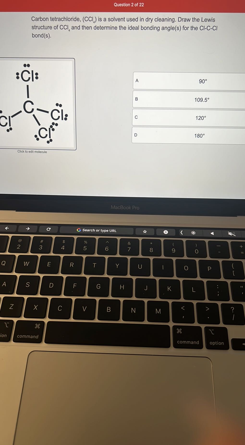 Question 2 Of 22 Carbon Tetrachloride Ccl4 Is A Solvent Used In Dry Cleaning Draw The Lewis